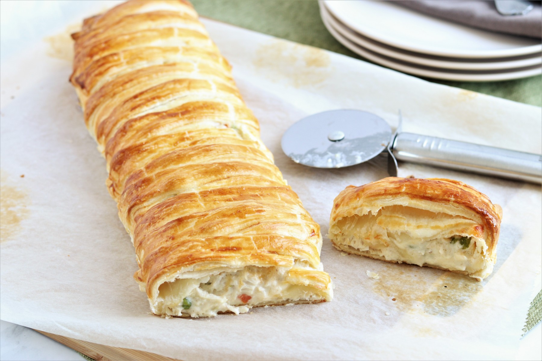 Chicken Pie In Braided Puff Pastry (European Version) - Cooking Peanuts